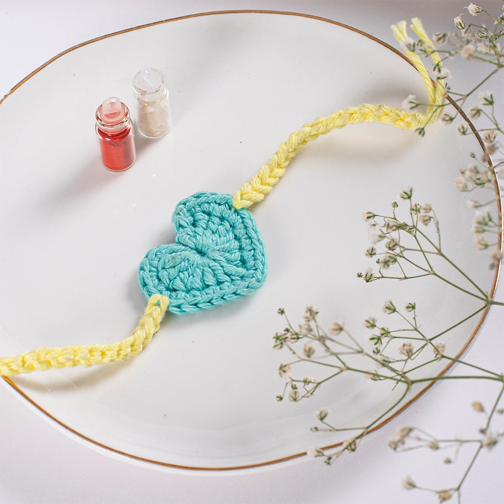 Heart Crochet Rakhi | Handmade Crochet Heart Rakhi – Confetti Gifts