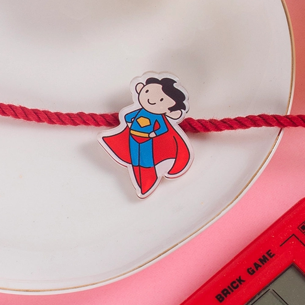 Superman Acrylic Rakhi - Cute Cartoon Red Superhero Rakhi for Kids ...